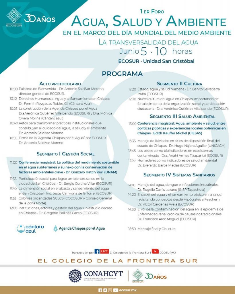 Foro "Agua Salud y Medio Ambiente" (El Colegio de la Frontera Sur) – Agua.org.mx